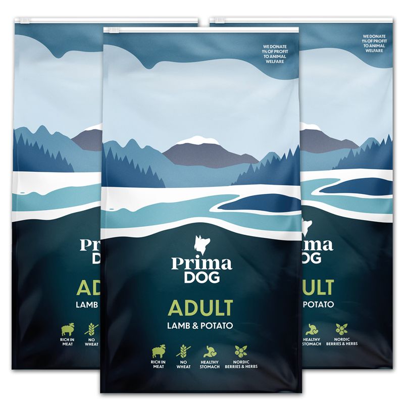 PrimaDog Adult All Breeds Lammas-peruna 3 x 10 kg